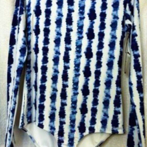 Mott50 | Tops | Mott5 Back Zip Closure Vertical Stripe Bodysuit Nwt Size L | Poshmark